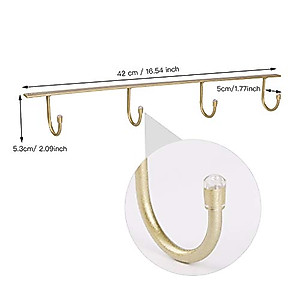 Tonxus Under Cabinet Coffee Mug Holder Rustic Cup Hook Iron Mug Storage Hanger Under Shelf Hanging Mug Organizer Rack for Mugs, Coffee Cups and Kitchen Utensils Display (Gold)