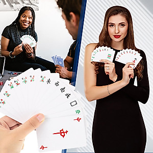 Civaner Mahjong Cards Playing Cards Chinese Mah Jongg 2025 American Majhong Games Large Print Handheld Poker Mahjong Playing Cards with 4 Dices HomeTable Game