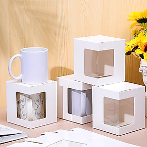 Harloon 36 Pack Mug Boxes for Gifts Coffee Mugs Boxes Gift Boxes for Shipping Sublimation Mugs Transparent Wine Glass Gift Packaging Box for Blanks 11oz, 12oz, 15oz Gift Wrapping (White)