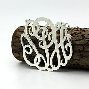 JOELLE JEWELRY Personalized Name Necklace Monogram Initial Sterling Silver-Customized Pendant with Your Initials