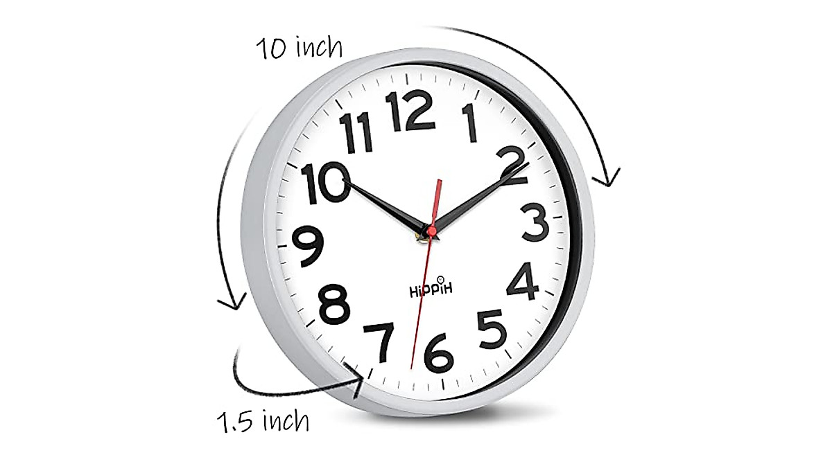 HIPPIH Wall Clock 2 Pack – Silent Modern 10-Inch Wall Clocks
