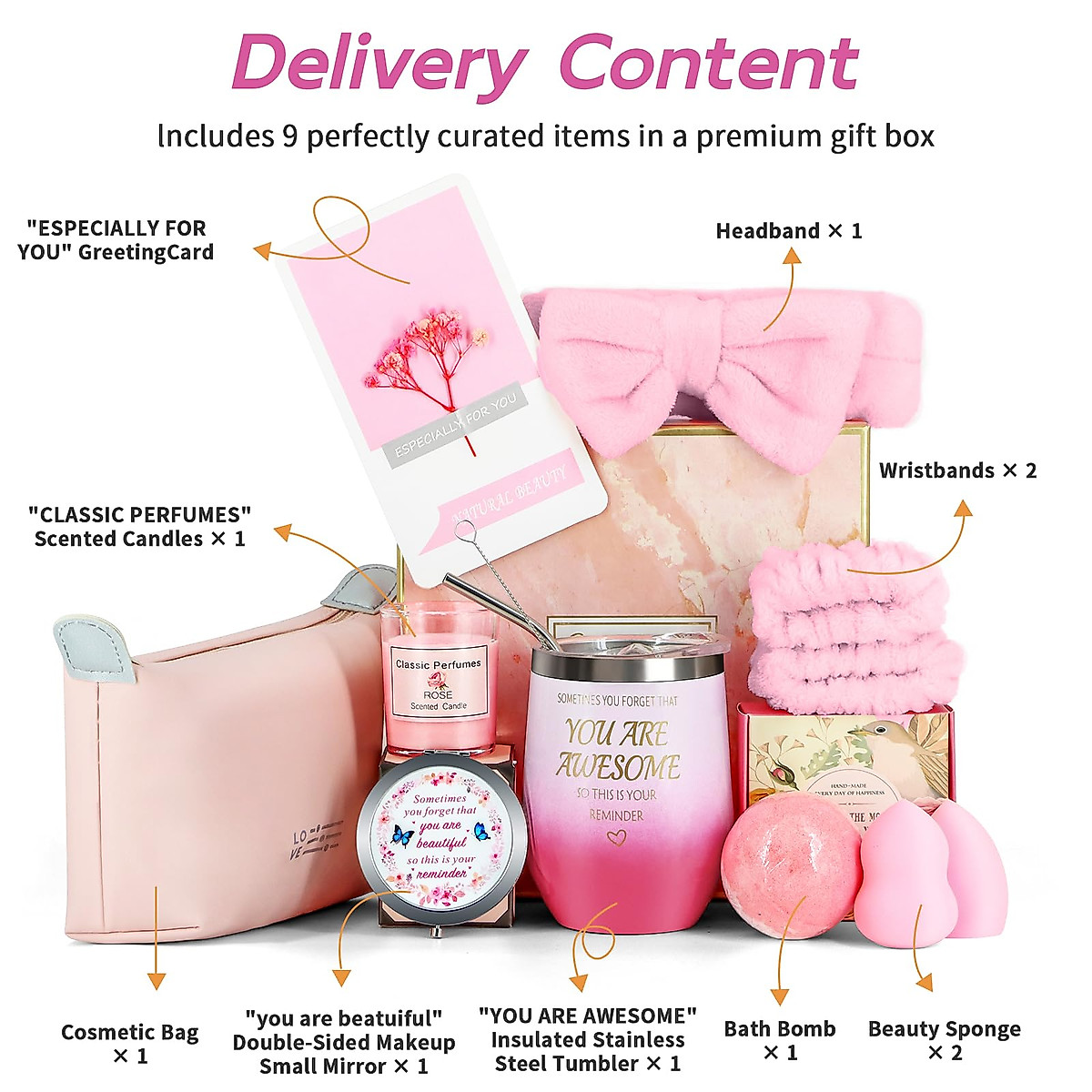 Giftota Birthday Gifts for Women - Gifts Basket - Care Package - Unique Gifts Box - Thinking of You Gifts - Relaxation Gifts Set - Best Gifts for her