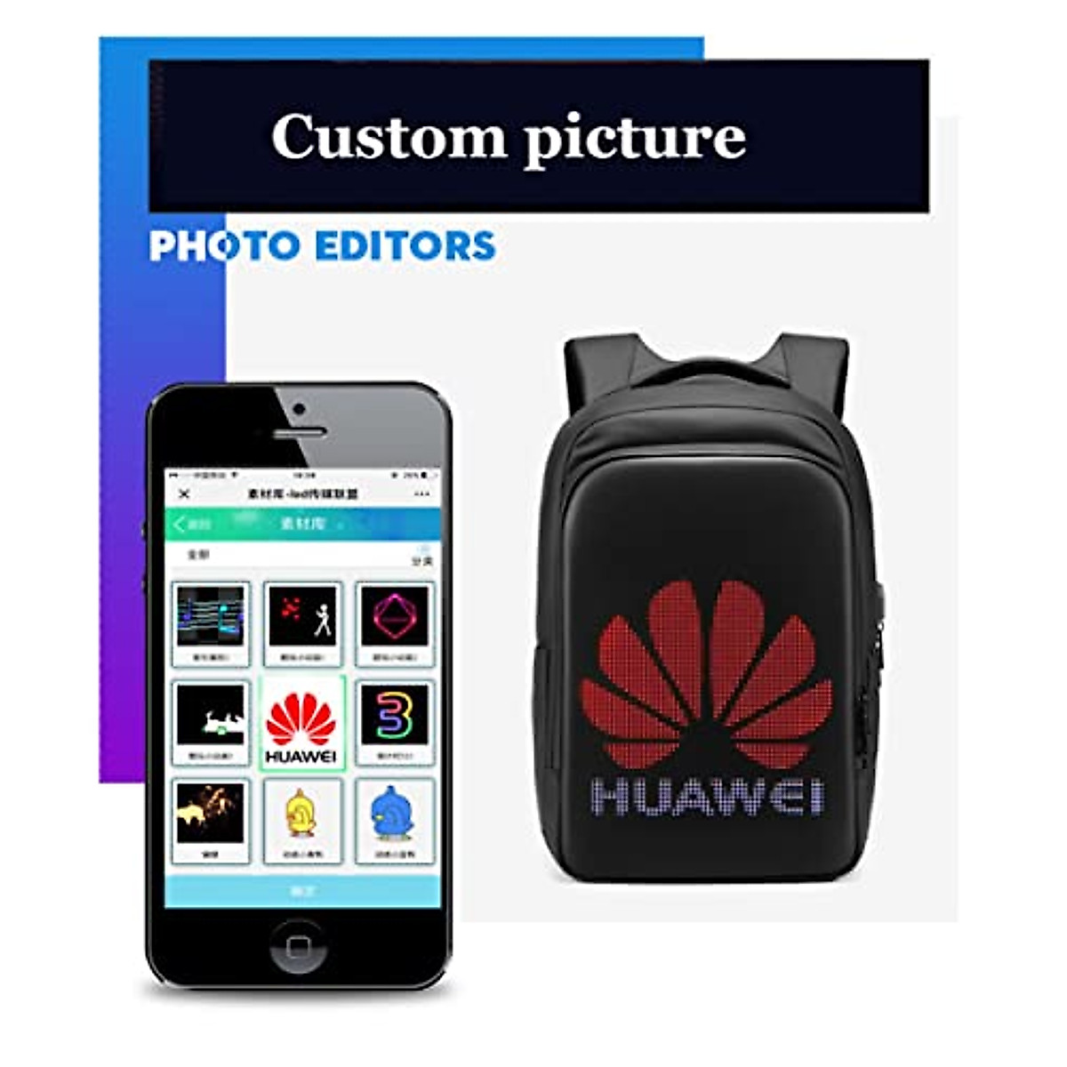 Joyloading LED Display Backpack Business Travel Laptop Backpack Men DIY Smart School Backpack Woman Multimedia Pack