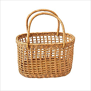 LiLaCraft Rattan Wicker Baskets for Gifts, Wicker Baskets with Handles, Natural Handwoven Wicker Picnic Baskets With Lid, Rattan Storage Baskets for Gardening, Rattan Fruit Basket