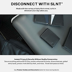 SLNT Leather RFID & NFC Blocking Money Clip Bi-Fold Wallet - Slim Profile, Lightweight Design, Great for Travel, Gift for Men - Signal Blocking Keeps Your Information Secure (Napa Leather, Black)