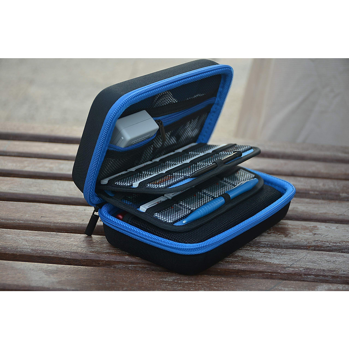 New 3DS XL Case, New 2DS XL Case, Deluxe Hard Protective Carrying Case for New Nintendo 3DS XL, 2DS XL - Fits AC Wall Charger, Travel Case with 16 Game Storage Holders - Blue