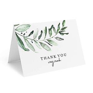 Bliss Collections Thank You Cards with Envelopes, All-Occasion Thank You Cards for Weddings, Bridal Showers, Baby Showers, Birthdays, Parties and Special Events 4"x6" (Pack of 25) - Rustic Greenery