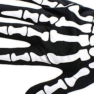 Joy Join Skeleton Gloves Skull Fancy Dress Accessory for Women and Kids Halloween Party Costume Gloves Black
