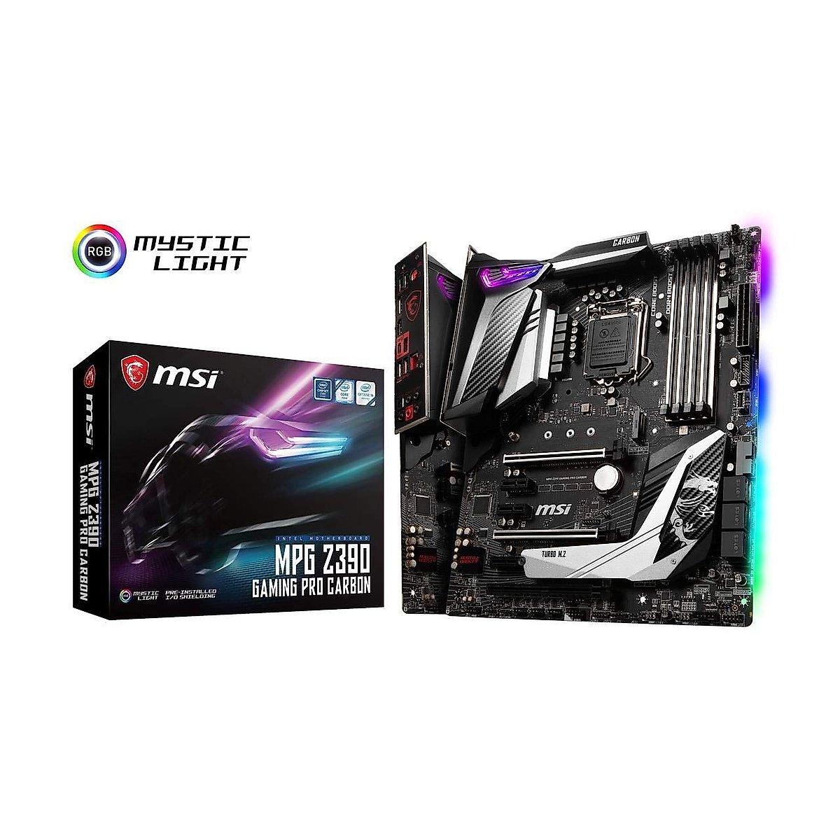MSI MPG Z390 Gaming PRO Carbon LGA1151 (Intel 8th and 9th Gen) M.2 USB 3.1 Gen 2 DDR4 HDMI DP SLI CFX ATX Z390 Gaming Motherboard