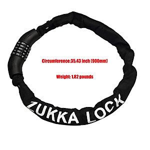 ZUKKA Bike Chain Lock 5 Digit Resettable Combination Password Lock,Heavy Duty Anti-Theft Bicycle Cable Locks