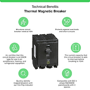 Square D - QO340CP Circuit Breaker, Black