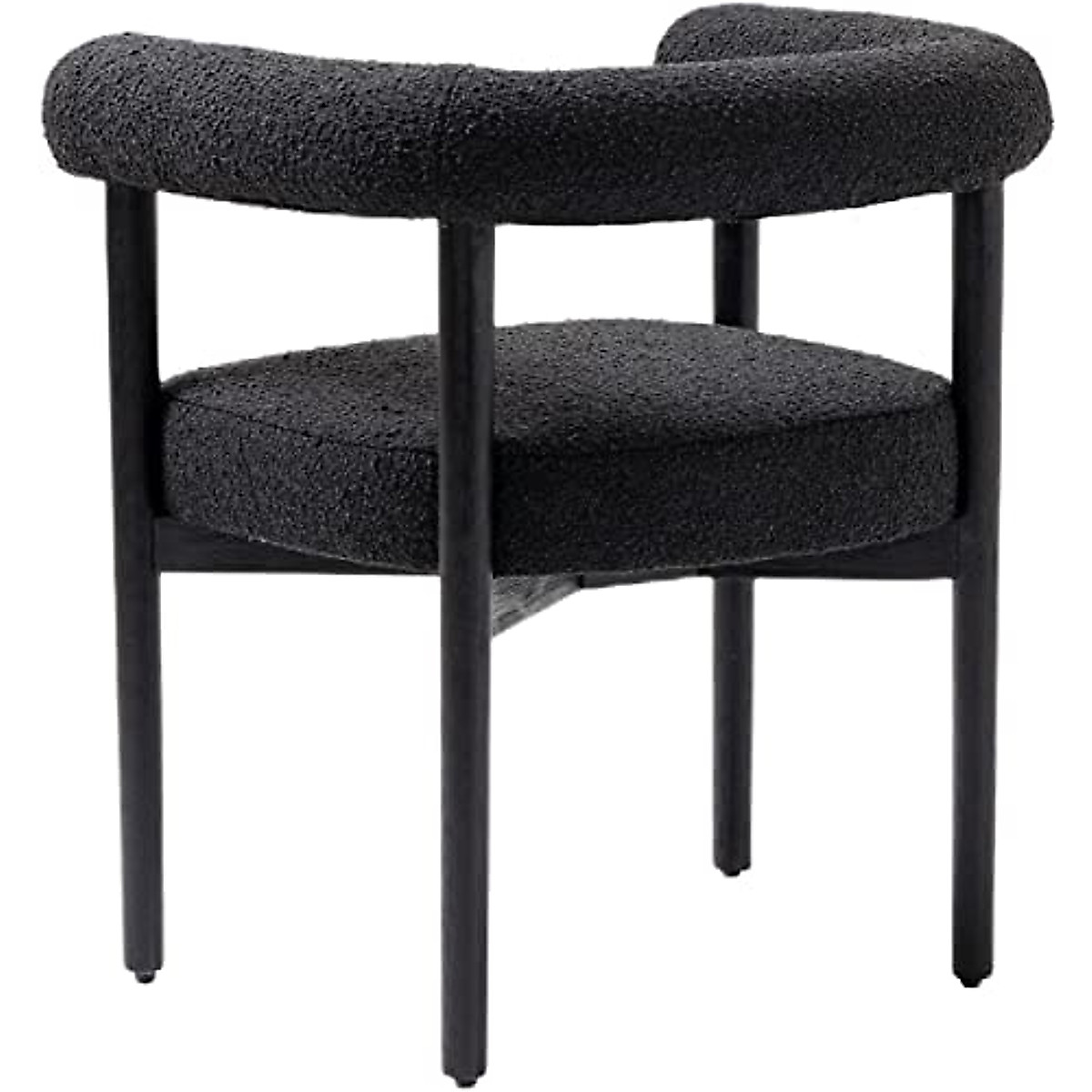 Meridian Furniture Hyatt Collection Mid-Century Modern Dining Chair, Solid Wood Finish, Rich Boucle Fabric, 26.5" W x 22" D x 28" H, Black
