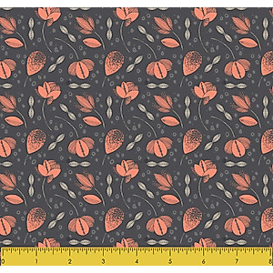 Stitch & Sparkle Mid-Century-Bold Blooms Coral 100% Cotton Fabric 44" Wide, Quilt Crafts Cut by The Yard (SSHS008)