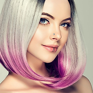 ONESING 40 Pcs 20G Black Nose Rings L Shape Studs Hoop Stainless Steel Bone Screw Body Piercing Jewelry for Women Men