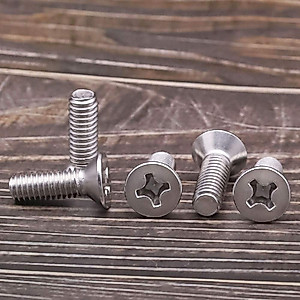 1/4-20 x 1 Flat Countersunk Head Machine Screws, Phillips Drive, 304 Stainless Steel 18-8, Full Thread, Coarse Thread UNC, 25 PCS