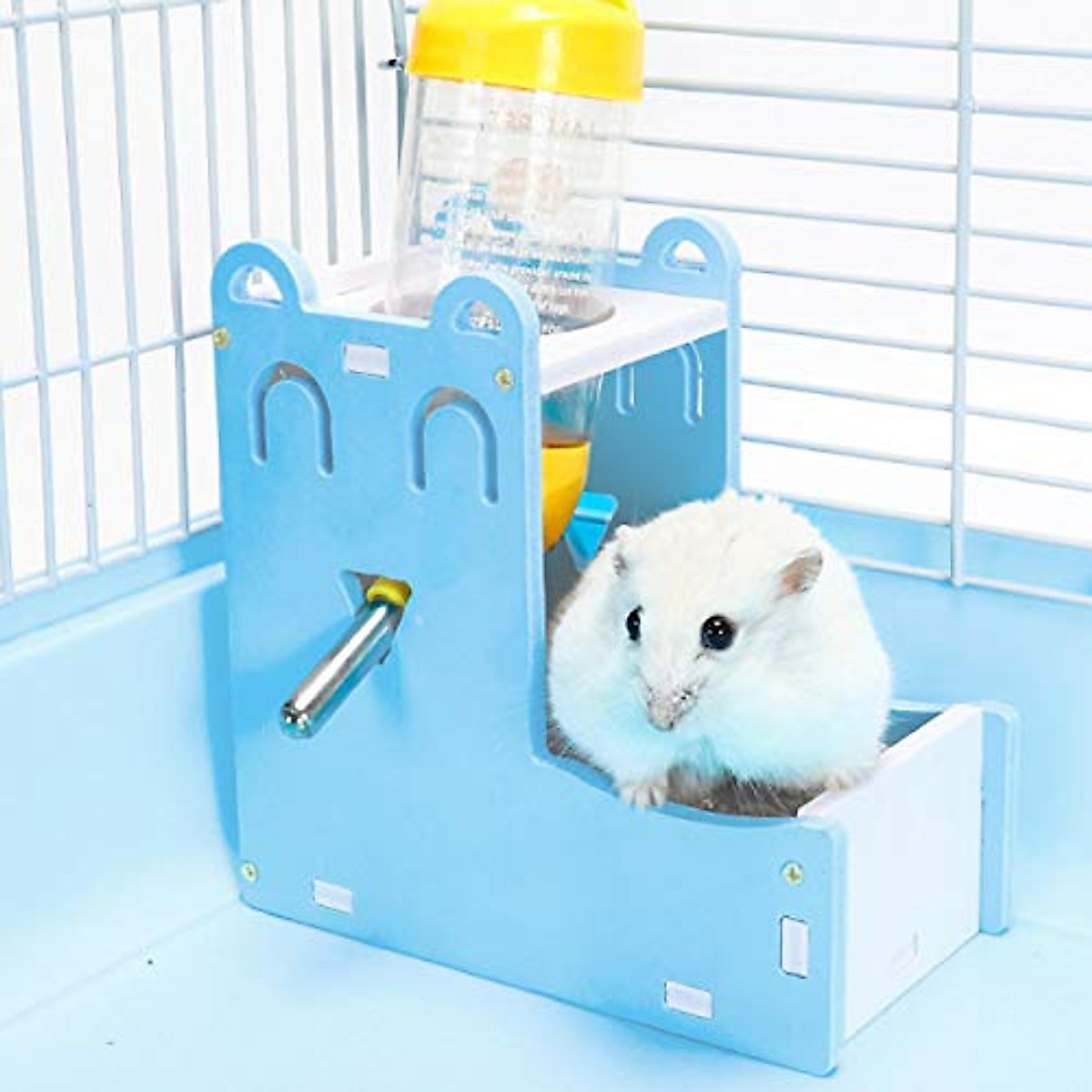 Restokki Hamster Automatic Feeder Dispenser Two-in-One Hanging Automatic Drinking Water for Bunny Chinchilla Hedgehog Squirrel,Small Pet