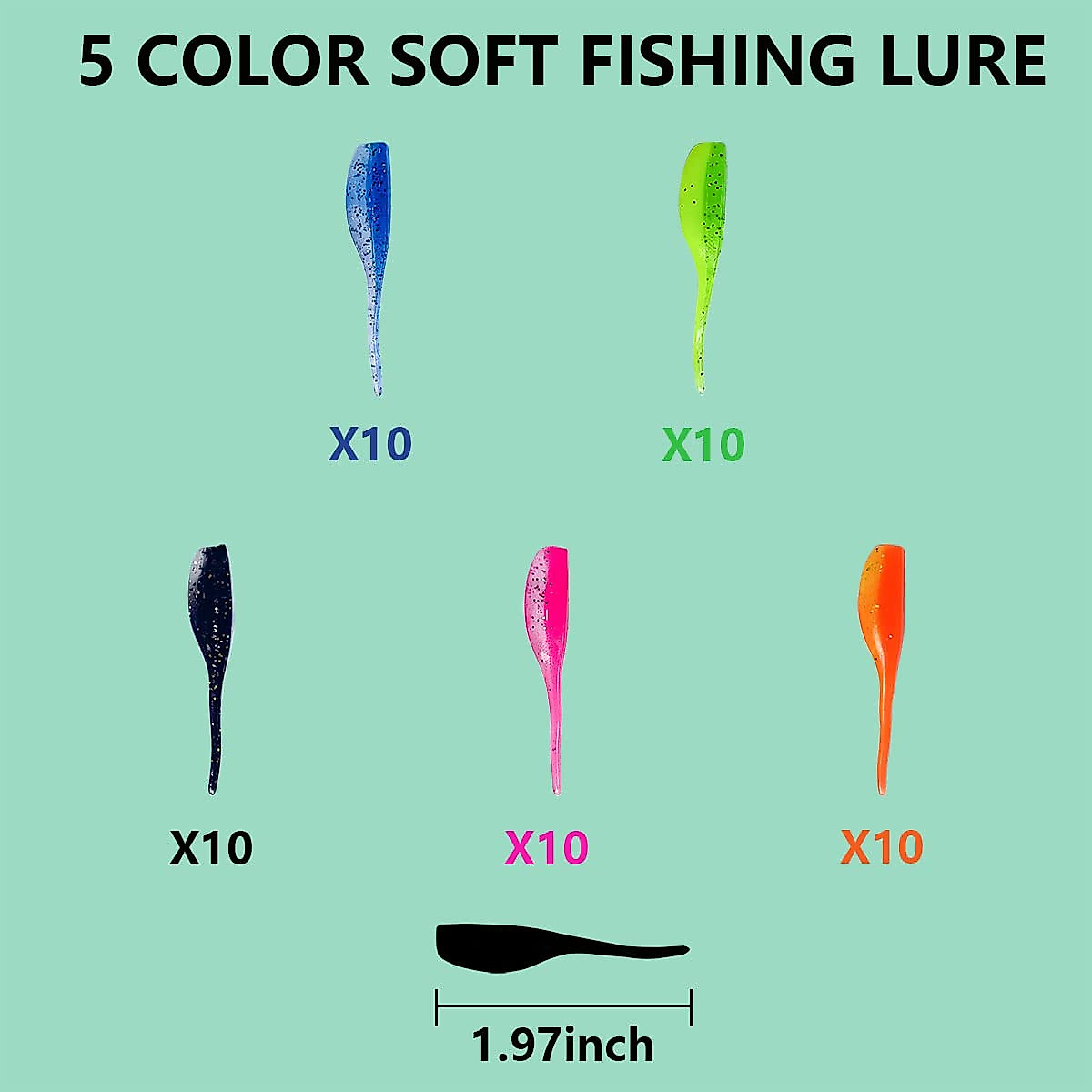 UperUper 65Pcs Crappie Jigs Lure kit, 2 inch Crappie Bait with Fishing Jig Heads Hooks for Saltwater Freshwater Bass Trout