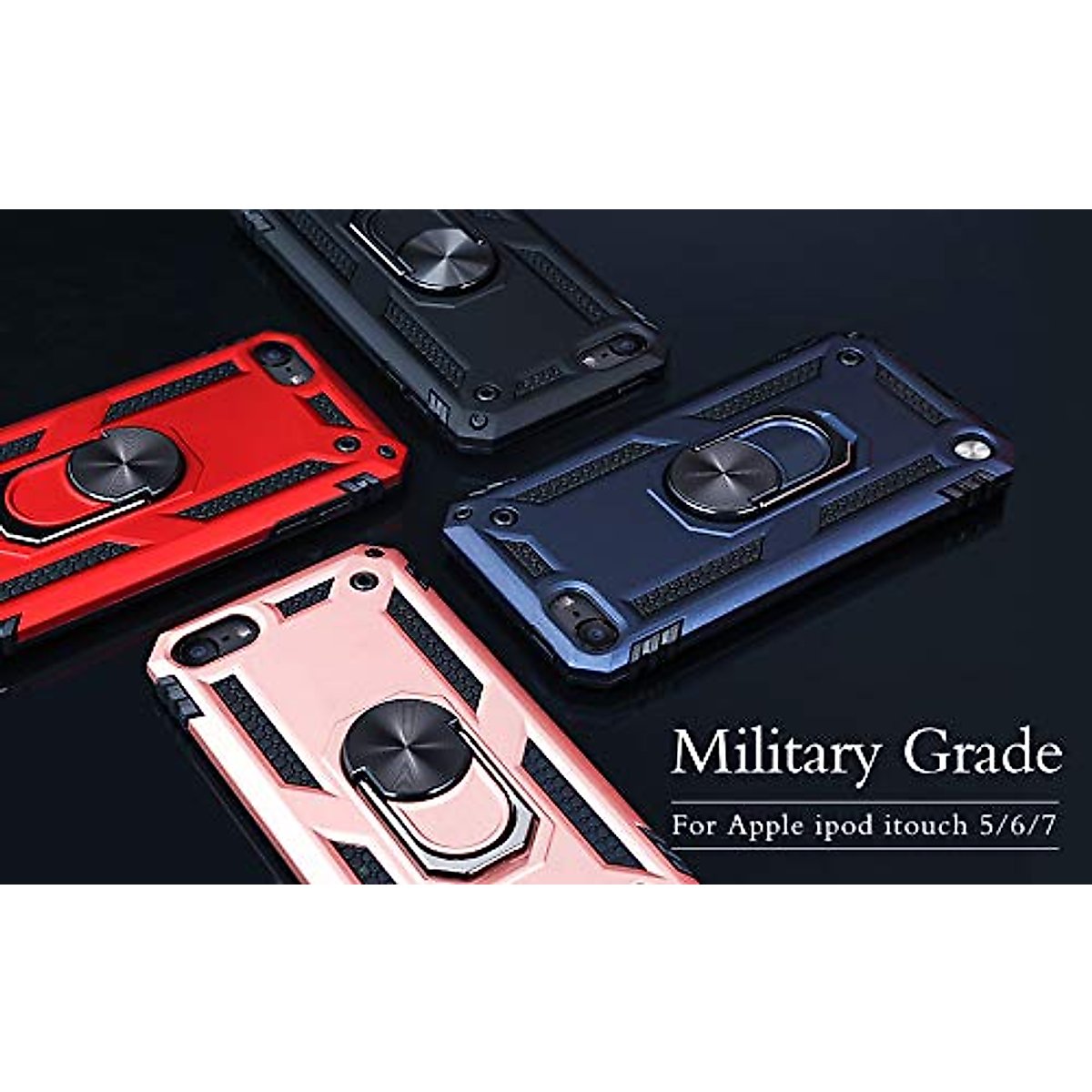 iPod Touch 7 Case, iPod Touch 6 Case with Car Mount,IDweel Hybrid Rugged Shockproof Protective Cover with Built-in Kickstand for iPod Touch 5 6 7th Generation, Red