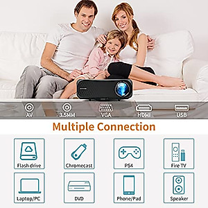 2.4/5G WiFi Bluetooth Projector, Native 1080P 200" Outdoor Movie Projector, 10000L Smart Home Theater Projector 4K Video Games with Android OS/Wireless Mirroring/HDMI/USB for Phone DVD TV Stick Laptop