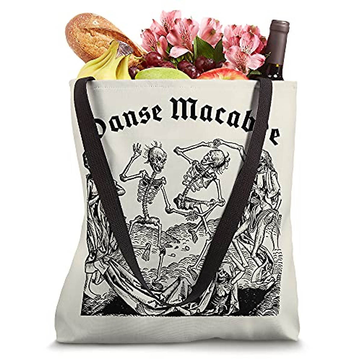 Dancing Skeletons - Dance of Death, Danse Macabre Medieval Tote Bag