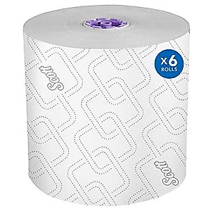 Scott® Essential High-Capacity Hard Roll Towels (02001), with Elevated Design and Absorbency Pockets™, for Purple Core Dispensers, White, Unperforated, (950'/Roll, 6 Rolls/Case, 5,700'/Case)