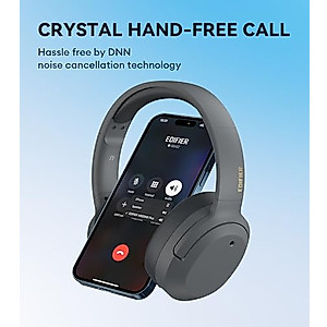 Edifier W820NB Plus Hybrid Active Noise Cancelling Headphones - LDAC Codec - Hi-Res Audio - Fast Charge - Over Ear Bluetooth V5.2 Headphones for Travel, Flight, Train, and Commute- Gray