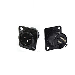 GDQLCNXB XLR Male Jack 3 Pin Panel Mount Jacks, XLR-M Audio Speaker Microphone Connector Black Metal Case 10Pcs