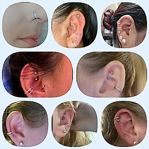 Yaoyaoyors 316 stainless-steel Hinged Nose Rings 18G(1.0mm) 8mm Diamonds Unisex Septum Clicker Helix Cartilage Earrring Hoop Conch Daith Helix Tragus Piercing Jewelry,Bright Silver Color