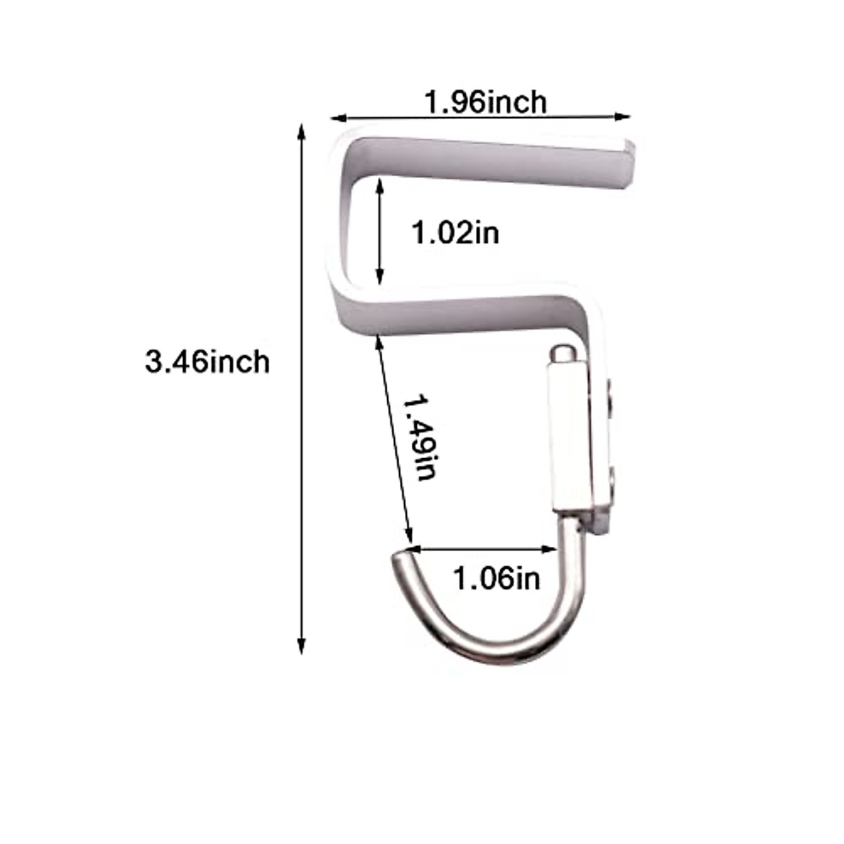 JfwuHap Student Desk Space Aluminium Alloy Nail-Free Hook 2 Pack Office Bag Hook Clothes Hook (2.6cm/1.02",Suitable for 2.5 cm/0.98" Thick Plate.)