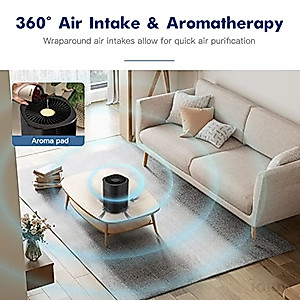 IOIOW Air Purifier for Bedroom, H13 True HEPA Filter Air Cleaner, 3-Stage Filtration with 360° Air Intake, Home Room Air Purifier with 3 Speed, Sleep Mode, 4h Timer (Black)