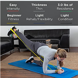 THERABAND Resistance Band Set, Professional Elastic Bands for Upper & Lower Body, Core Exercise, Physical Therapy, Lower Pilates, At-Home Workouts, & Rehab, 5 Foot, Yellow, Red & Green, Beginner