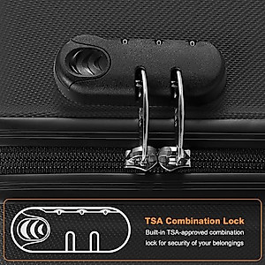 Kono Luggage Expandable(only 28") Suitcase Set 3Pcs + ABS Hardshell Suitcase with 360° Spinner Wheels, 19" 24" 28" Black