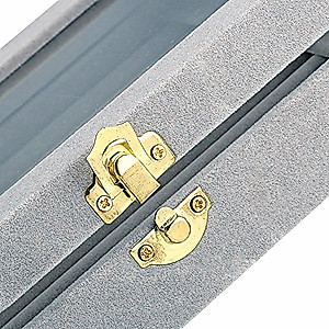 Velvet Glass Jewelry Ring Display Stand Storage Box Ring Earrings Jewelry Box Ring Holder Case (Grey)