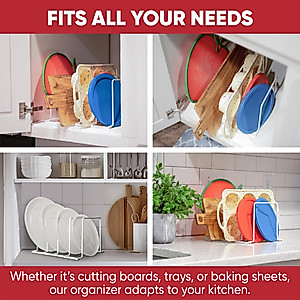 Better Houseware Multi-Use White Medium Kitchen and Office Organizer, 8.25” x 10.25” and 6.5” Height – 4 White Coated Steel Divider Slots to Store Trays, Baking Pans, Cutting Boards or Office Supplies