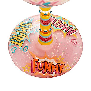 Enesco Designs by Lolita You're a Super She-Ro Artisan Hand-Painted Wine Glass, 15 Ounce, Multicolor