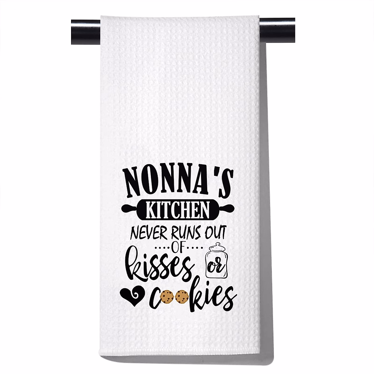 POFULL Nonna Gifts Grandma Nonna Kitchen Decor Nonna's Kitchen Never Runs Out of Kisses and Cookies Dish Towel (Nonna Towel)