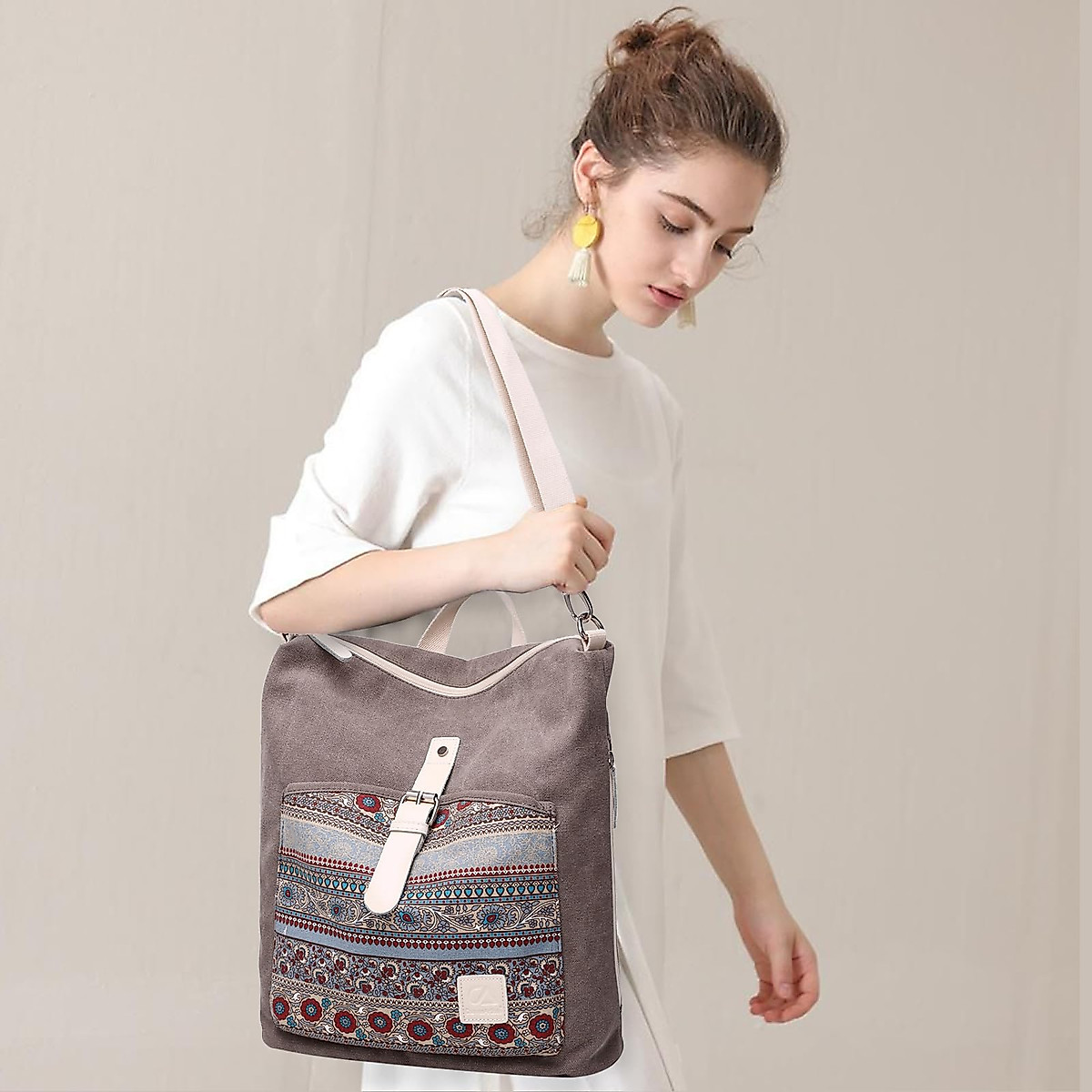 Backpack Purse Women Girls Canvas Backpack/Rucksack Convertible Shoulder bag Casual Daypack Medium