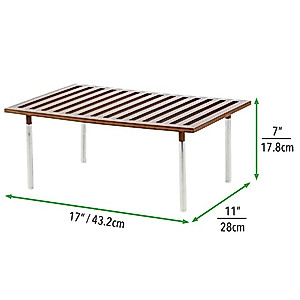 mDesign Natural Bamboo Slated Storage Shelf with Steel Legs - Food and Kitchen Organizer for Cabinets, Pantry Shelves, Countertops, Stackable - Brown