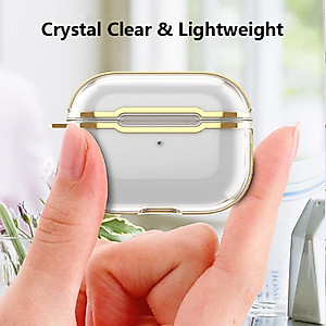 Premium Case Compatible with AirPods Generation 2 Pro Shockproof TPU Silver PC Electroplating Bumper Cover Case (Gold)
