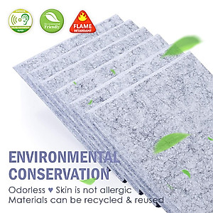 Jardeon Sound Proof padding Large Acoustic Panels Silver Gray Sound Absorber Decoration Wall Panels, Beveled Edge, 16'' X 16'' X 04'', 6 Pack