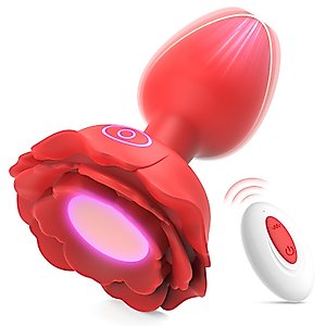 Amortoy Anal Plug Rose Vibrator Couples Sex Toys for Women, Vibrating Butt Plug with 10 Vibrations Adult Toys, Women Sex Toys Anal Vibrators Rose Sex Toy, Light Up Anal Toys Adult Sex Toys & Games