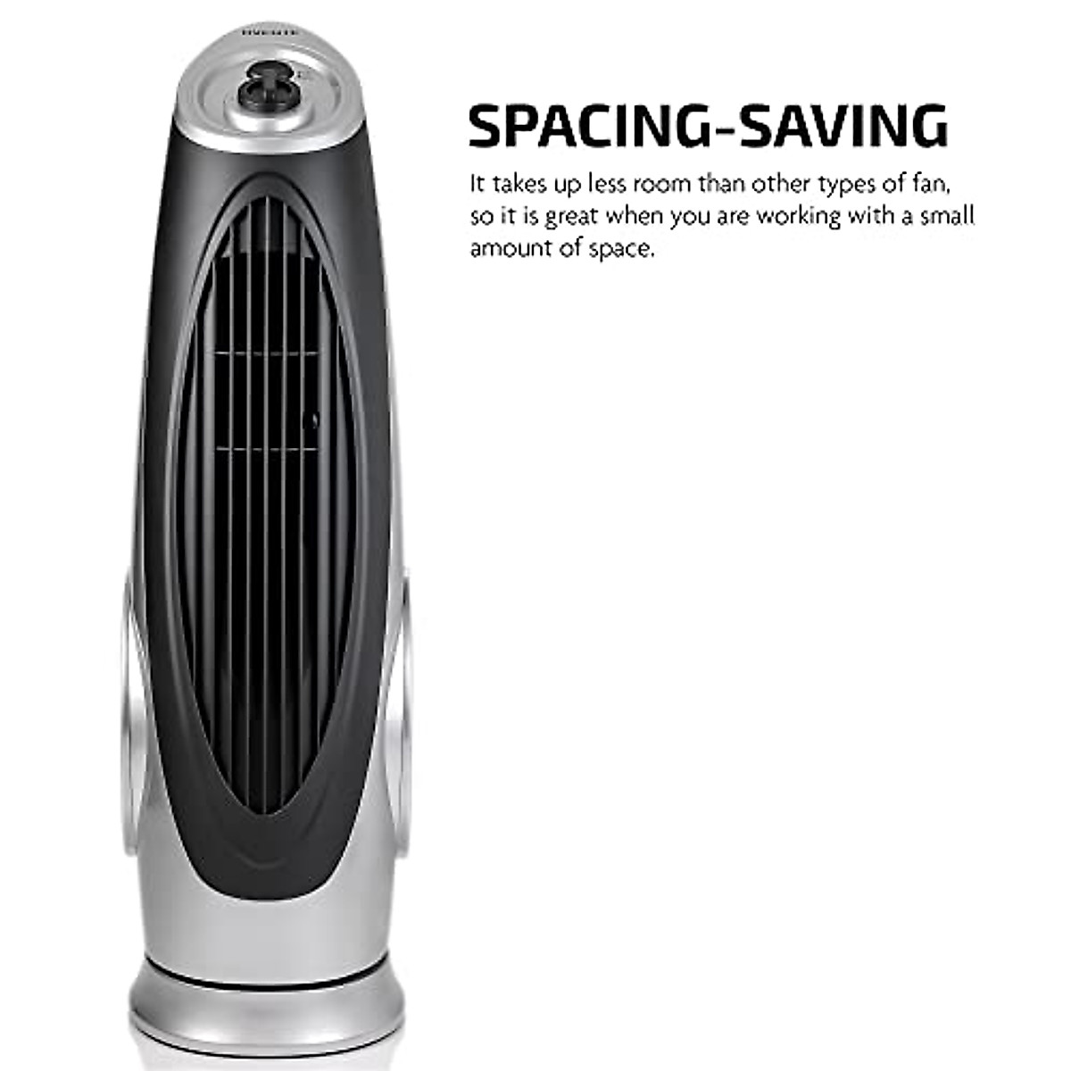 Ovente Portable Electric 30.4 Inch 90° Oscillating Tower Fan with 3 Speeds controlled by Manual Analog Knob with Low-Noise Technology Cool Air Breeze, Indoor, Bedroom, Home, Office, Silver TF87S