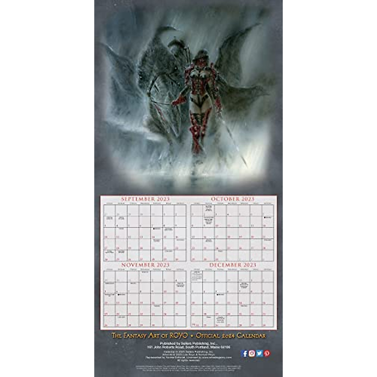 The Fantasy Art of Royo 2024 Wall Calendar, 16-Month Fantasy Calendar, 12" x 12"