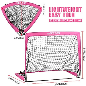 Soccer Goal for Backyard Set of 2 - Size 2.9'x2.4' Portable Pop Up Practice Mini Soccer Goals with Carry Case - Lightweight and Foldable - Ideal for Kids Age 1-8