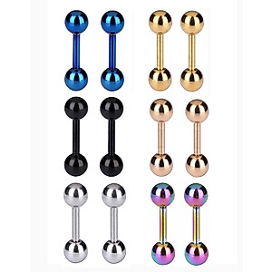 Tanyoyo 4mm Surgical Stainless Steel Ear Piercing Studs Earrings sets 6 Pair Mixed Colors High Polished 16G