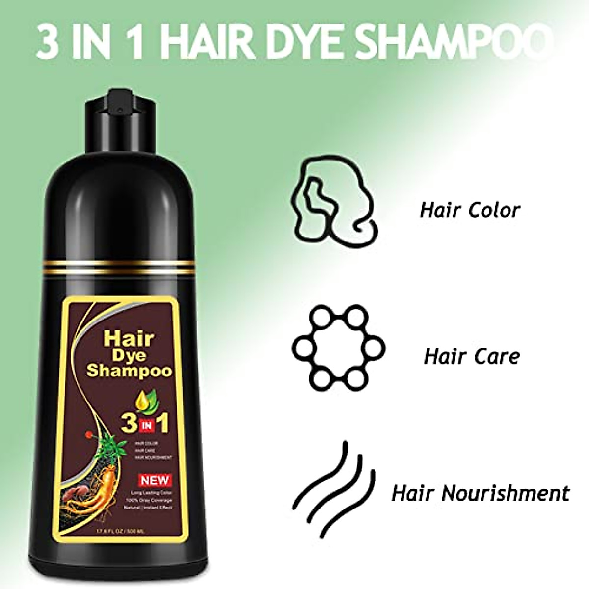 Hair Dye Shampoo 3 in 1, Deep Wine Red Hair Dye 16.9 FL Oz, Deep Wine Red Hair Shampoo, Semi-Permanent Hair Dye Shampoo, 100% Gray Hair Coverage, Effect in 5 Minutes, Lasts 30 Days Hair Color Shampoo (deep wine red)