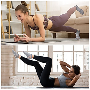 NOVAYARD 6 Pairs Non Slip Yoga Socks Pilates Hospital Gripper Barre Socks Women(Orange,Small)