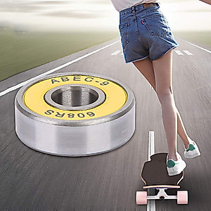 Skate Roller Bearing 8 Pcs Longboard Roller Skate Bearings 608 Ball Bearings for Skateboards Roller Blade Inline Skating Scooter (Yellow)