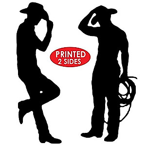 Beistle Western Cowboy Paper Silhouettes Decor-2pc, 35 and 37 inches, Black