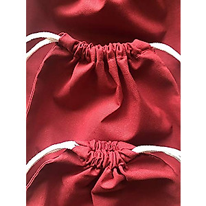 Reusable Eco friendly RED COLOR Cotton Thick Double Drawstring Muslin Bags "premium quality"-50 count pack (6 x 10)